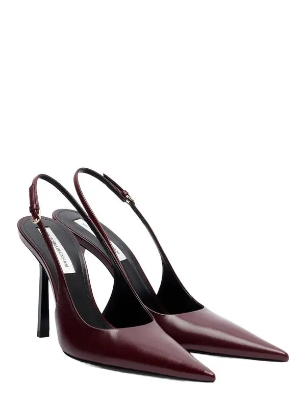 Victoria Beckham Leather Slingback Pumps - Burgundy