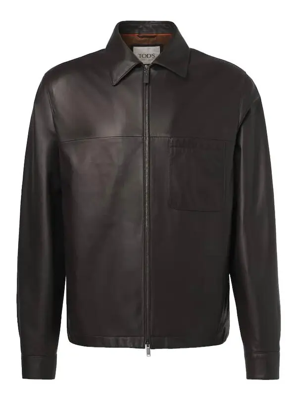 TOD'S Leather Shirt Jacket - Brown