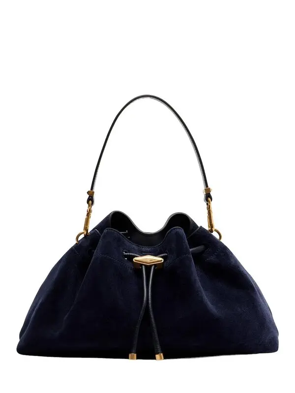 JIMMY CHOO Cinch Suede Bucket Bag - Blue