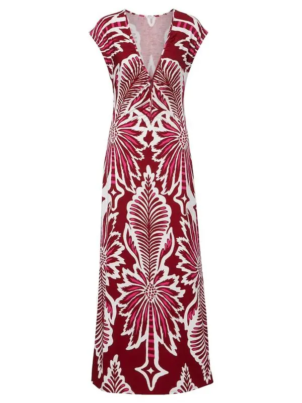 Poupette St Barth Nova Floral Jersey Maxi Dress - Burgundy