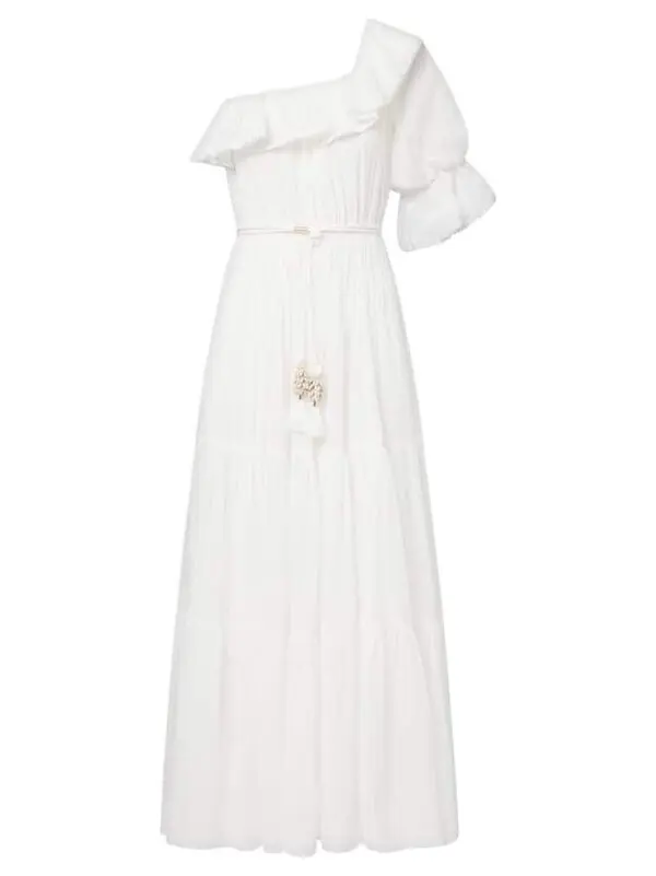 Poupette St Barth Jay Ruffled Maxi Dress - White