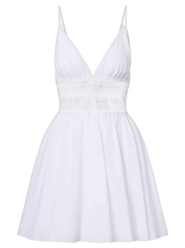 Poupette St Barth Emilie Bow-detail Cotton Minidress - White