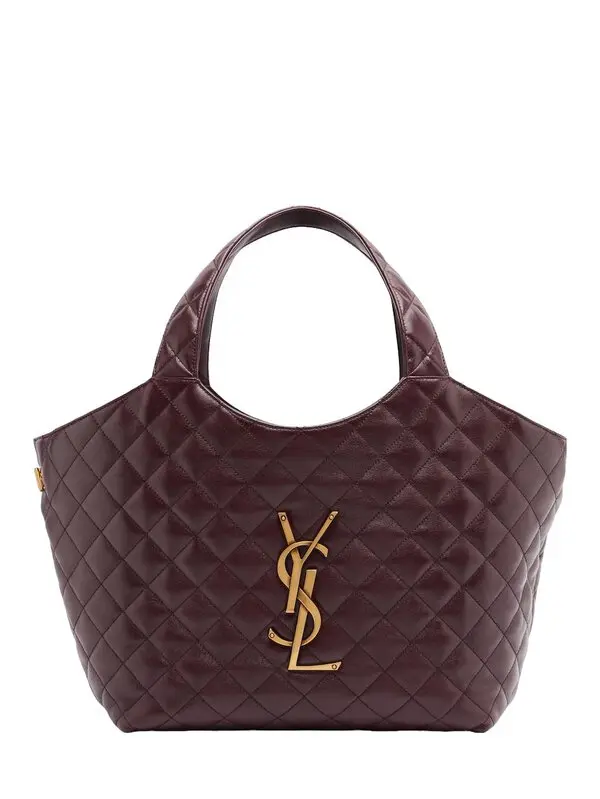 Saint Laurent Icare Medium Quilted Leather Tote - Burgundy