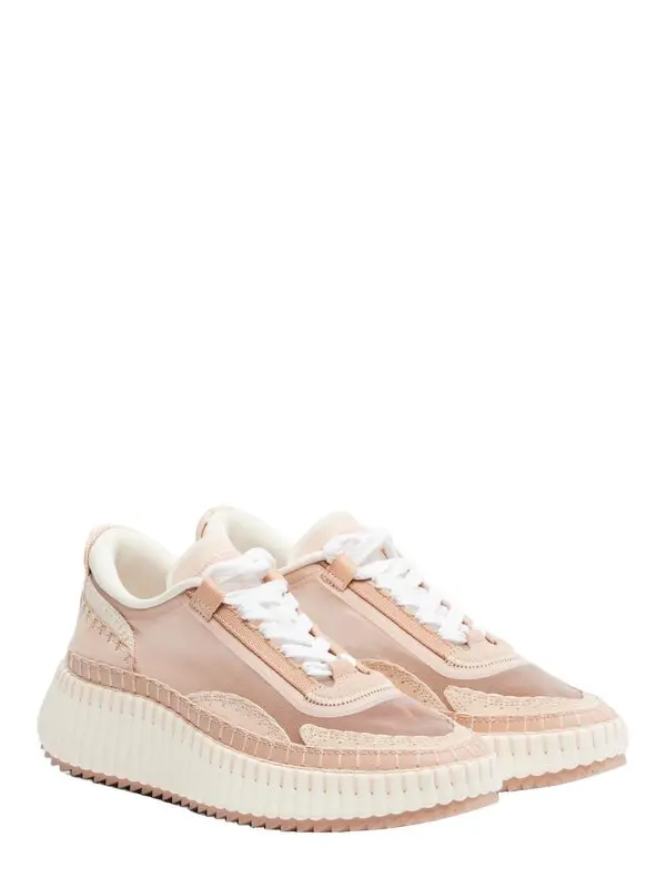 Chloé Nama Leather-trimmed Platform Sneakers - Pink