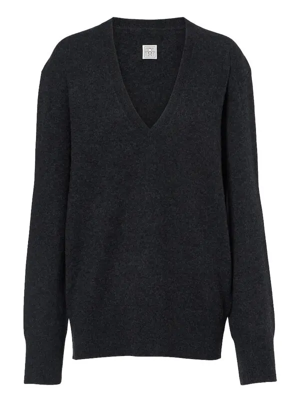 TOTEME Cashmere V-neck Sweater - Grey