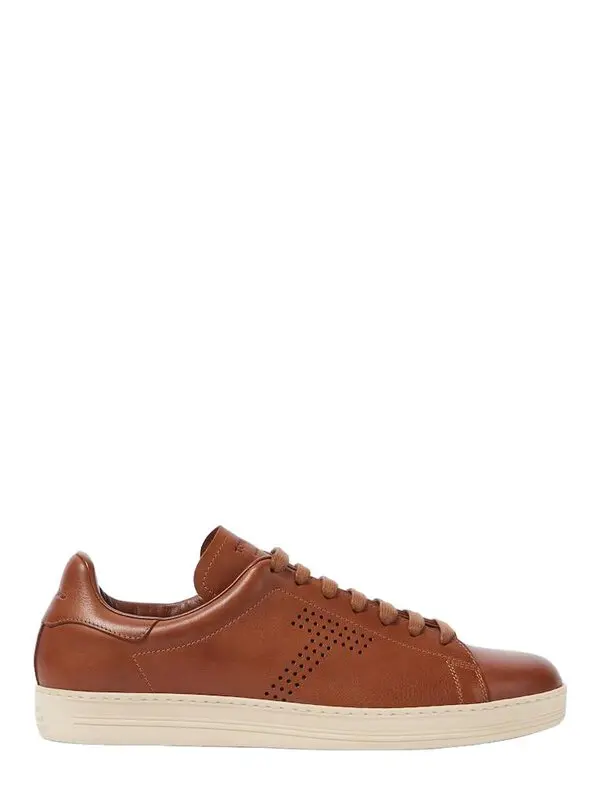 TOM FORD Warwick Perforated Leather Sneakers - Brown