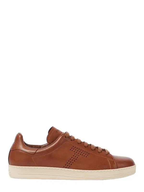 TOM FORD Warwick Perforated Leather Sneakers - Brown