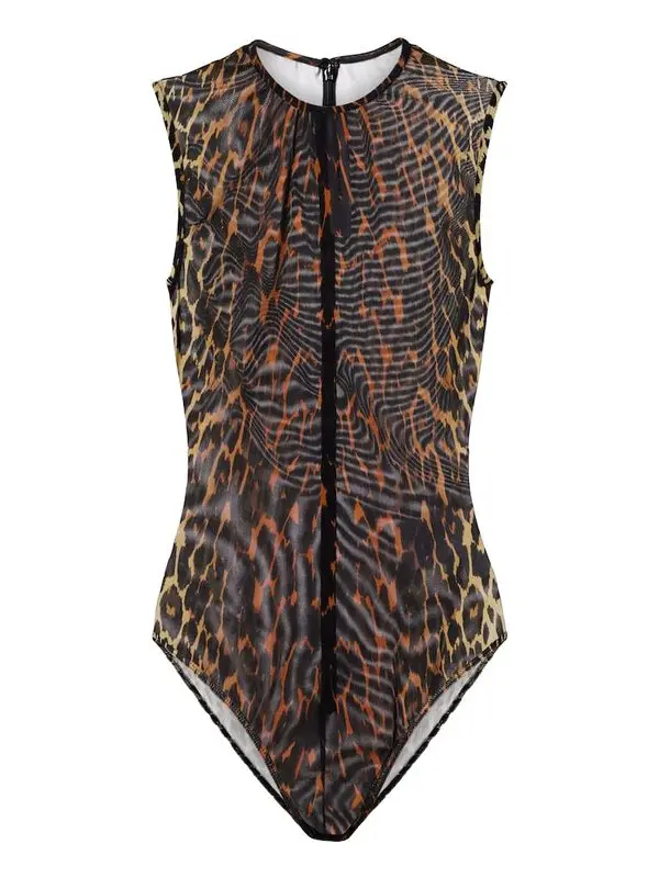 Alex Perry Leopard-print Mesh Bodysuit - Multicoloured