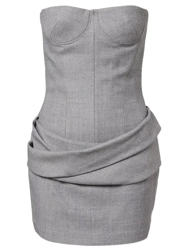 Alex Perry Draped Bustier Dress - Grey