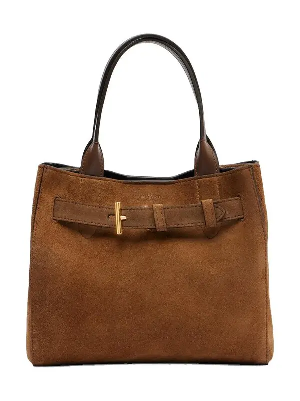 TOM FORD Audrey Small Suede Tote Bag - Brown