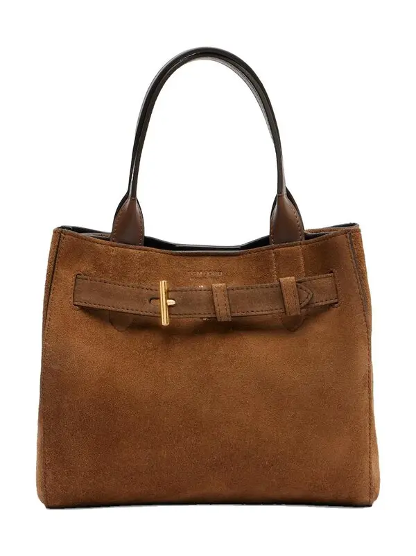 TOM FORD Audrey Small Suede Tote Bag - Brown