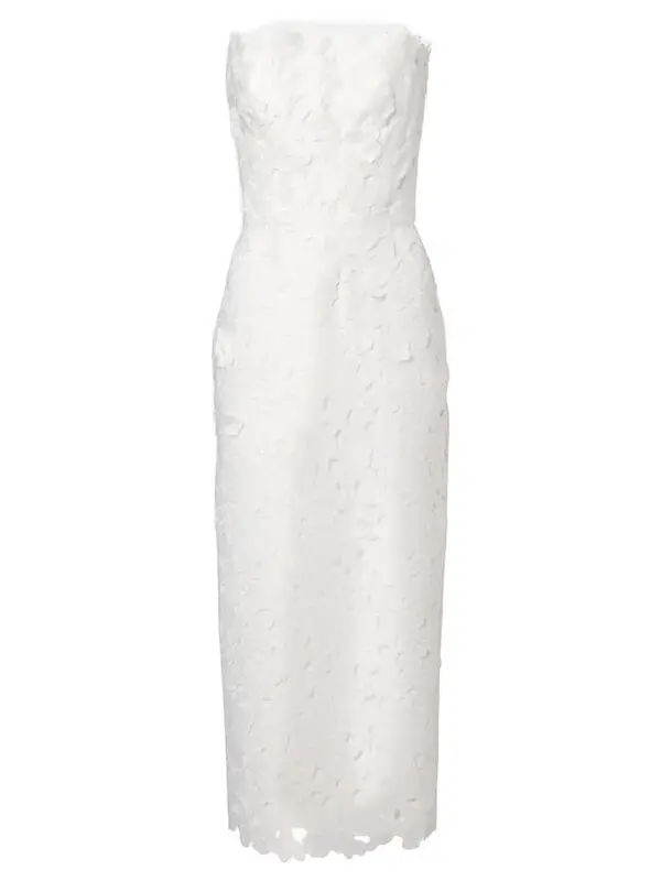Costarellos Lace Bustier Gown - White