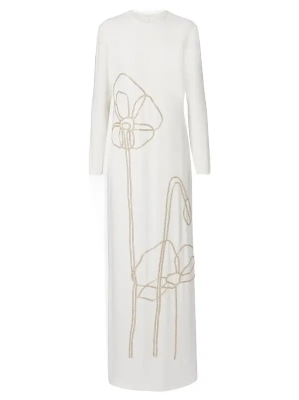 Costarellos Zarie Embellished Crêpe Gown - White
