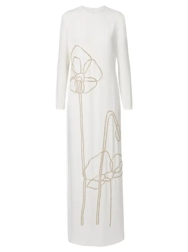 Costarellos Zarie Embellished Crêpe Gown - White