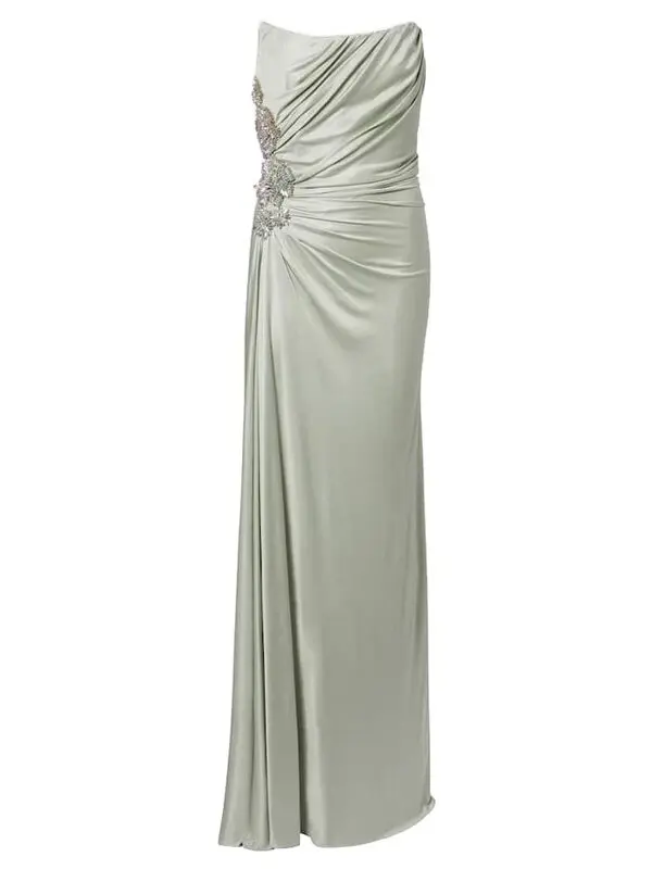 Costarellos Lorinne Embellished Bustier Gown - Green