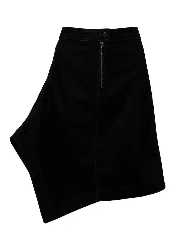 LEMAIRE Asymmetric Denim Midi Skirt - Black