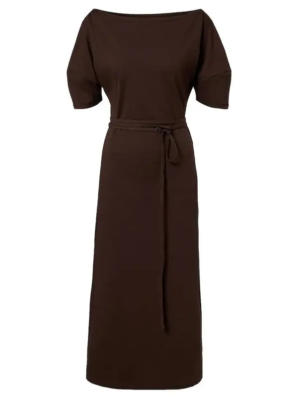 LEMAIRE Cotton And Linen Jersey Midi Dress - Brown