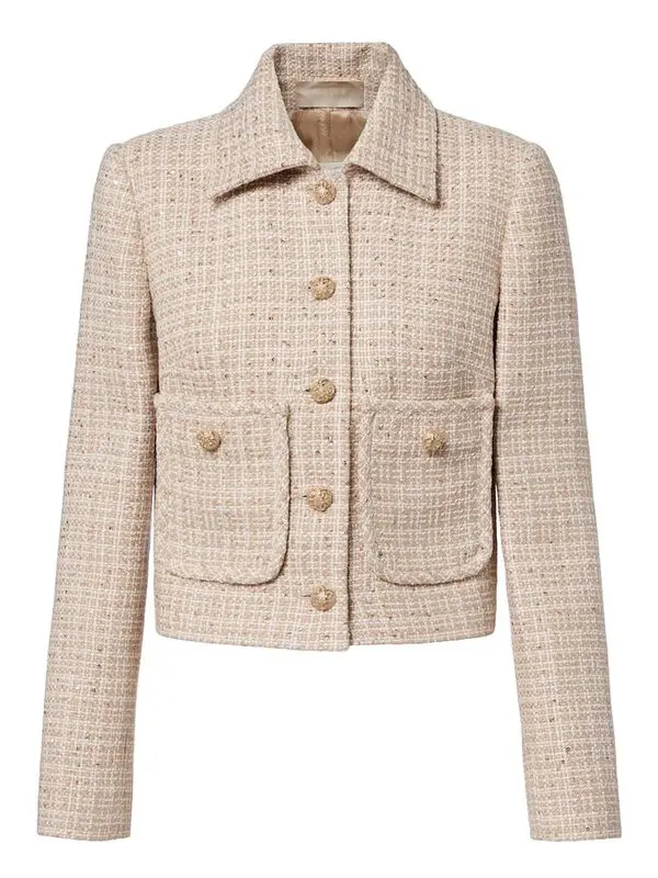Elie Saab Sequined Tweed Jacket - Beige