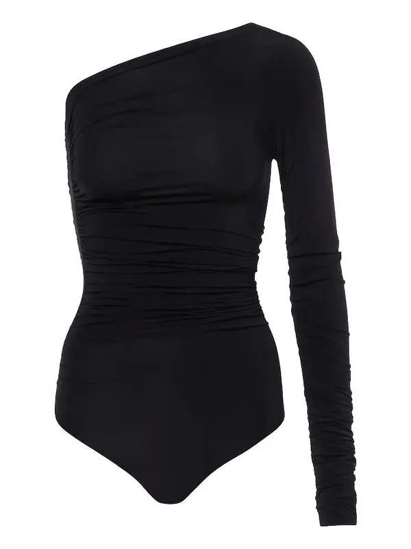 Wolford Draped Semi-sheer Bodysuit - Black