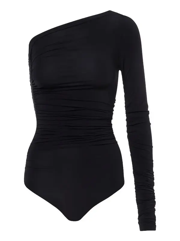 Wolford Draped Semi-sheer Bodysuit - Black