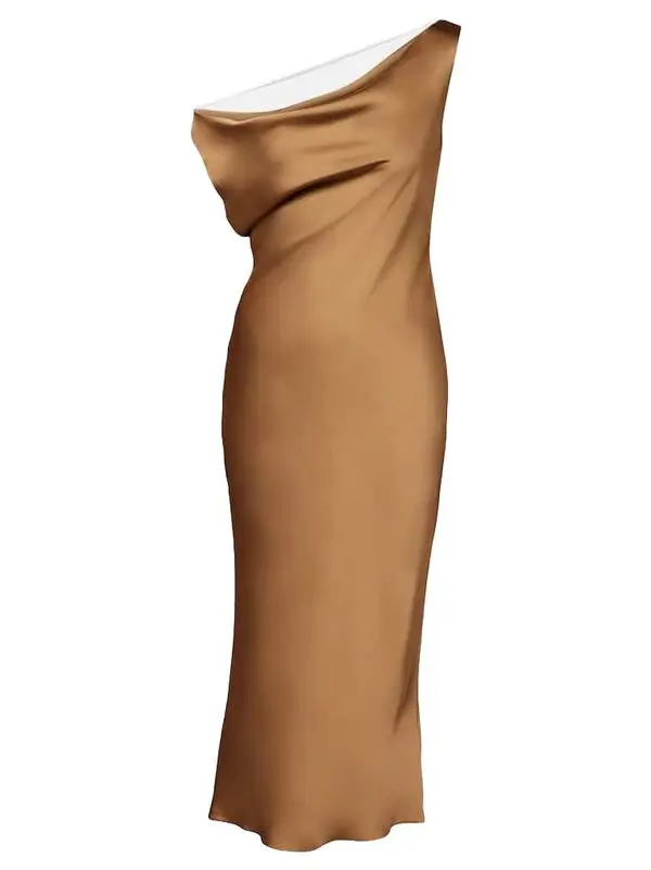Norma Kamali Maria Crêpe Satin Midi Dress - Beige