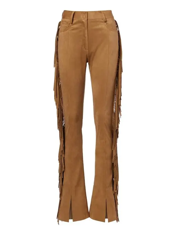 Norma Kamali Fringed Slim Pants - Brown