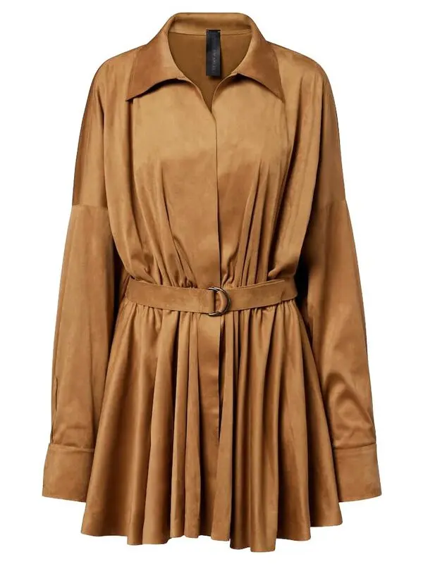 Norma Kamali Belted Shirt Dress - Beige