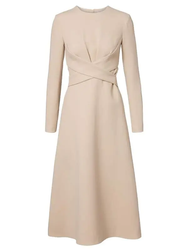 EMILIA WICKSTEAD Elta Wool Crêpe Midi Dress - Beige