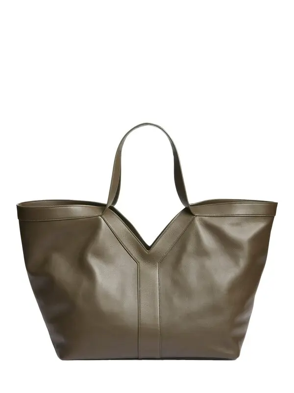 Saint Laurent Leather Y-stitch Tote - Light Musk
