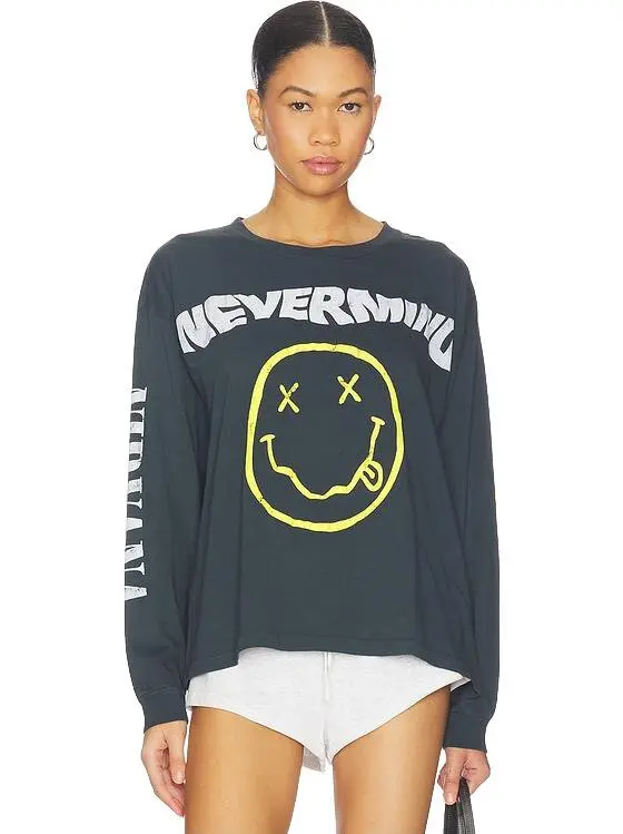 Daydreamer Nirvana Nevermind Smiley Merch Long Sleeve - Vintage Black
