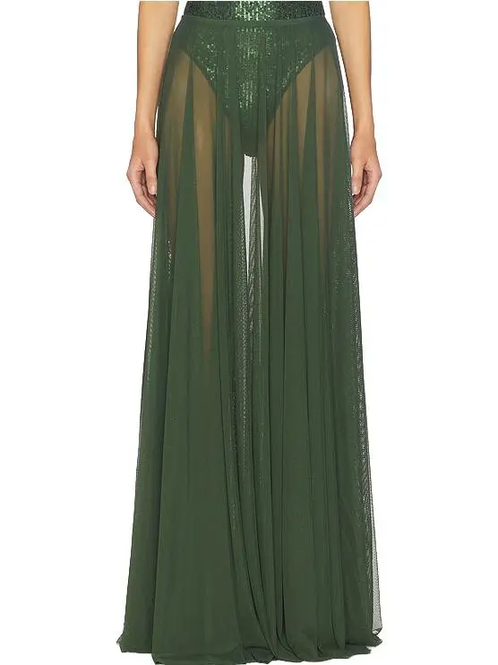 Norma Kamali Flared Maxi Skirt - Dark Emerald