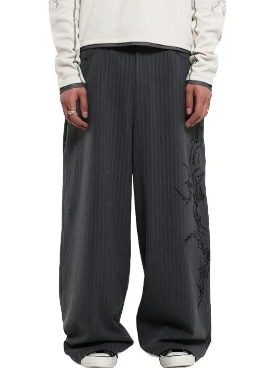 JADED LONDON Goliath Pinstripe Oversized Pants - Grey
