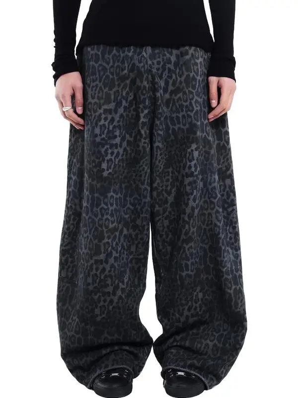 JADED LONDON Leopard Print Monster Sweatpants - Charcoal