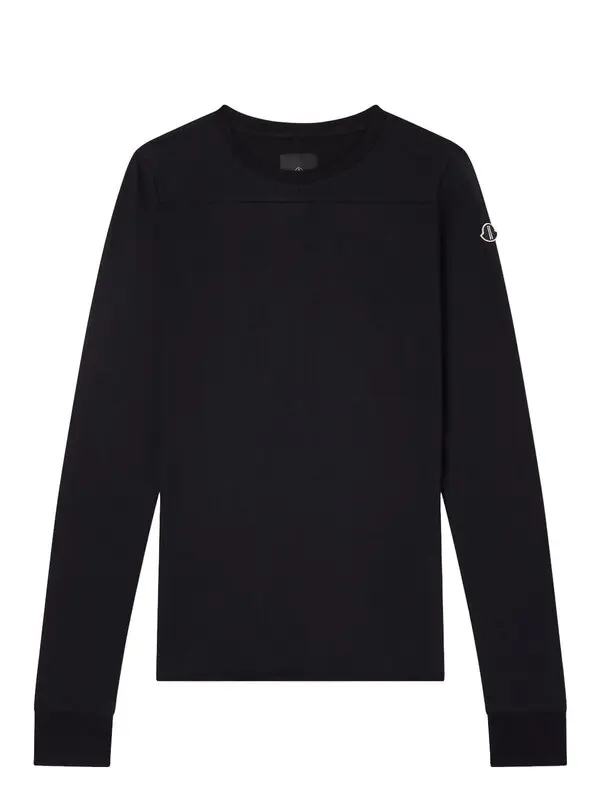 Rick Owens Moncler Slim-fit Logo-appliquéd Cotton-jersey T-shirt - Black