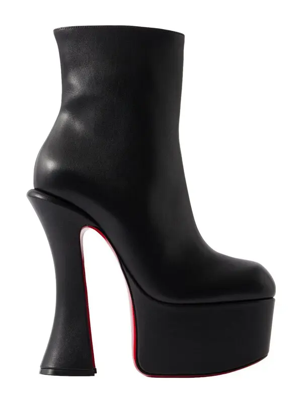 CHRISTIAN LOUBOUTIN Aquabootie 160 Leather Platform Ankle Boots - Black