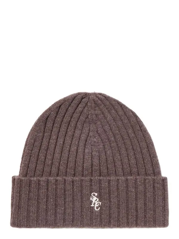SPORTY & RICH Embroidered Ribbed Cashmere And Wool-blend Beanie - Brown