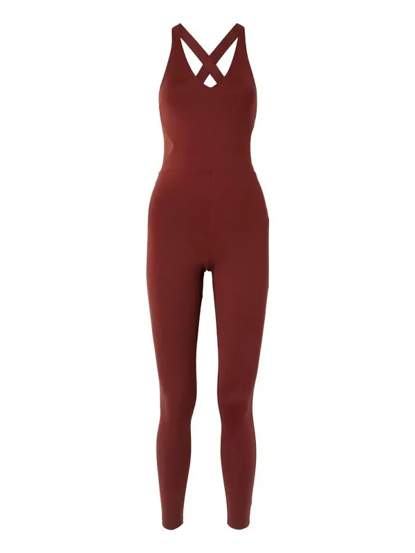 ERES Graham Tulle-trimmed Stretch-jersey Jumpsuit - Burgundy