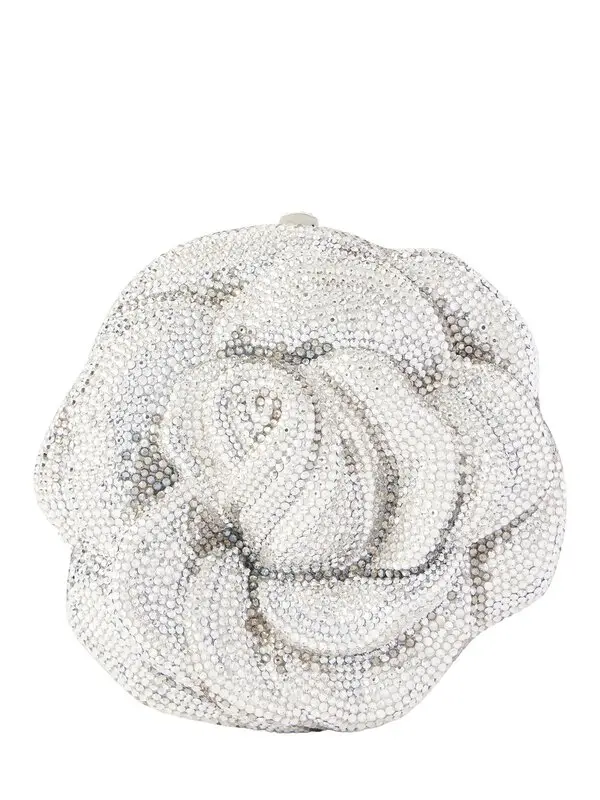 Judith Leiber Rose Crystal-embellished Clutch - Silver