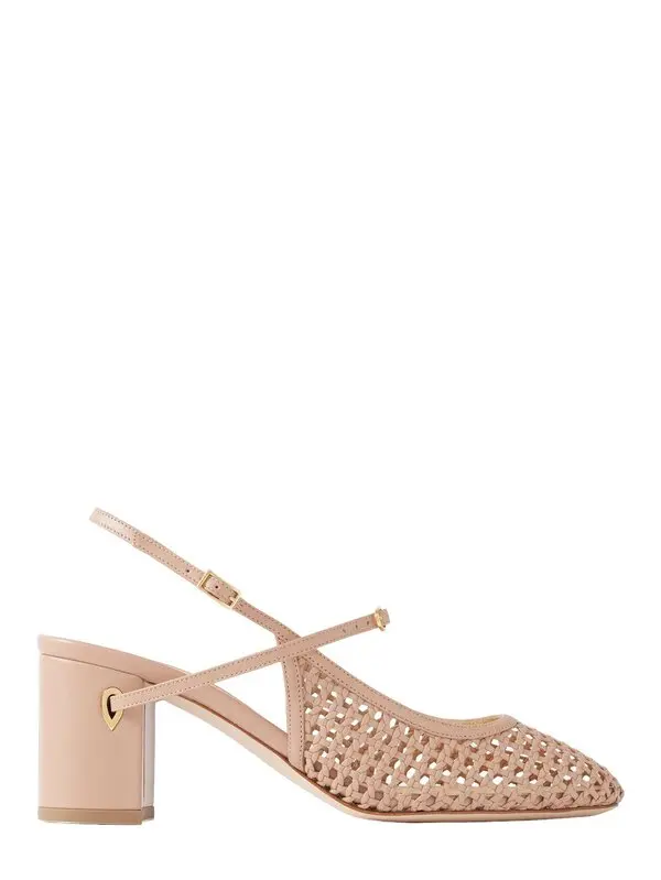 Jennifer Chamandi Mattia 65 Woven Leather Slingback Pumps - Neutrals