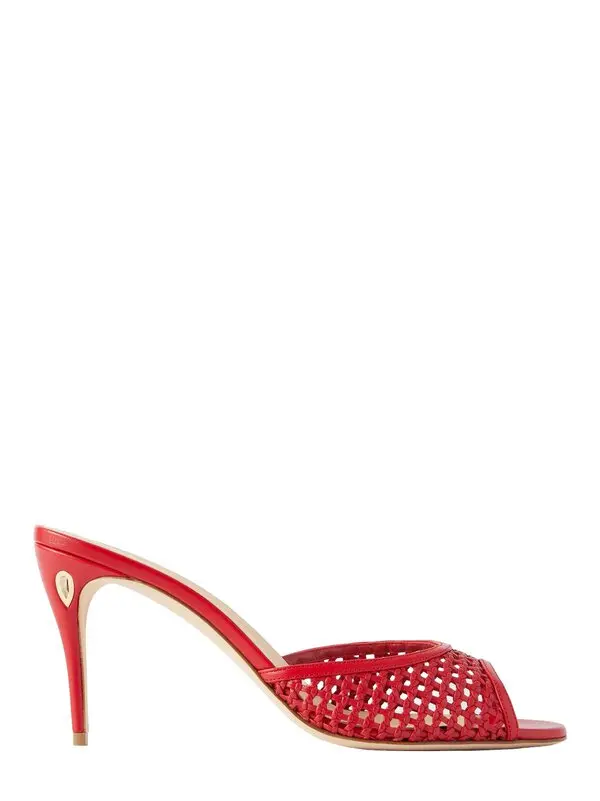 Jennifer Chamandi Guido 85 Woven Leather Mules - Red