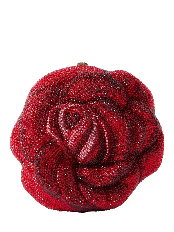 Judith Leiber Rose Desiree Crystal Clutch - Red