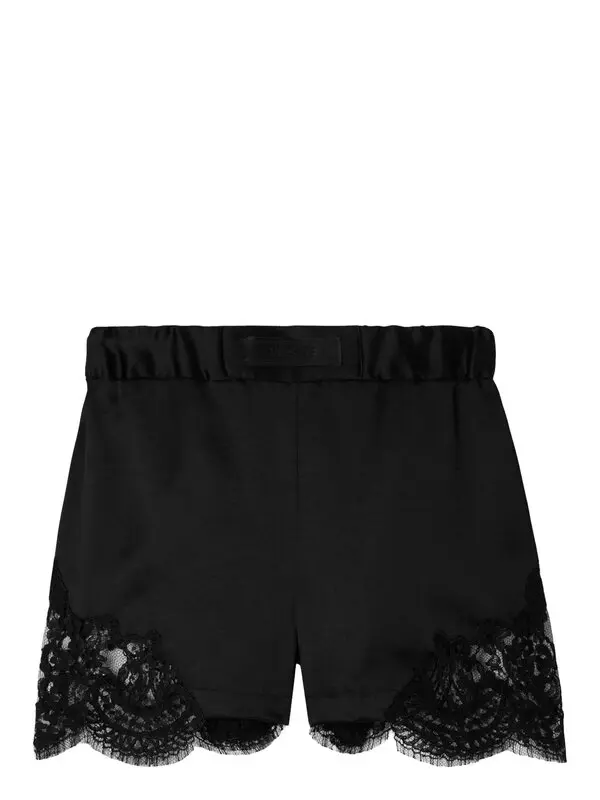 Versace Lace-paneled Satin Shorts - Black