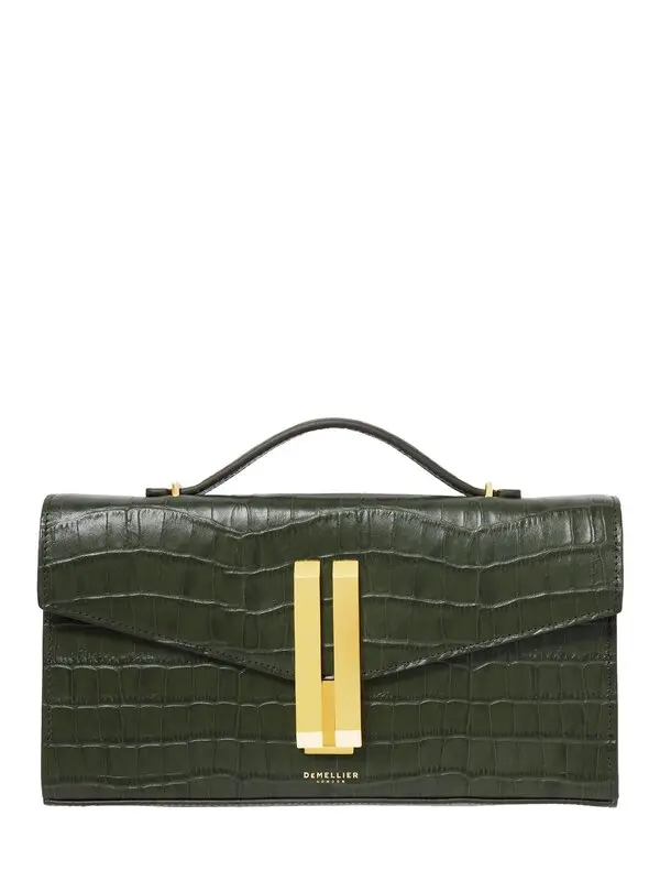 DEMELLIER The Vancouver Croc-effect Leather Clutch - Green
