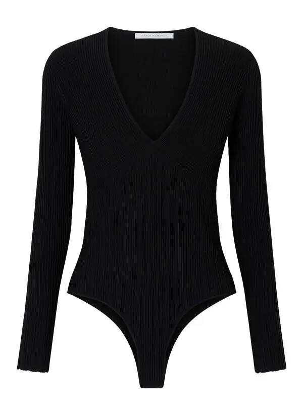 Maria Mcmanus Recycled Ribbed-knit Bodysuit - Black