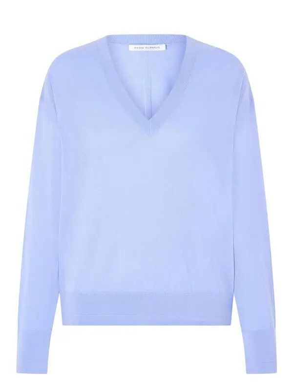 Maria Mcmanus Merino Wool V-neck Sweater - Blue