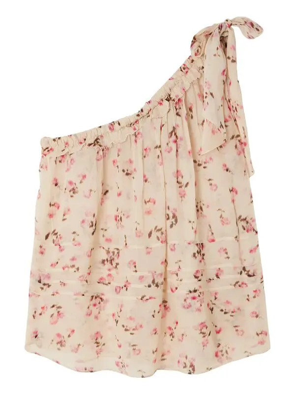 MARANT ETOILE Loeva One-shoulder Floral Top - Neutrals