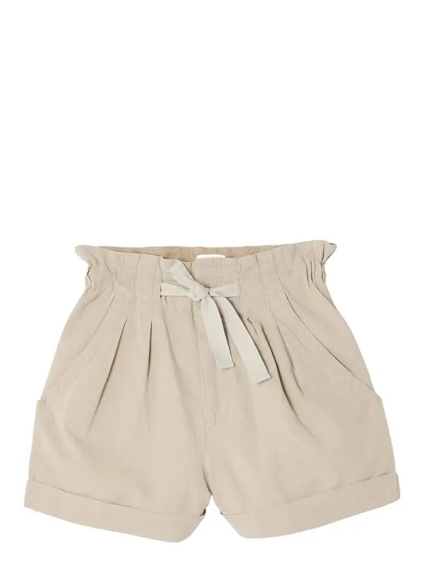 MARANT ETOILE Nirma Pleated Cotton And Linen-blend Twill Shorts - Neutrals