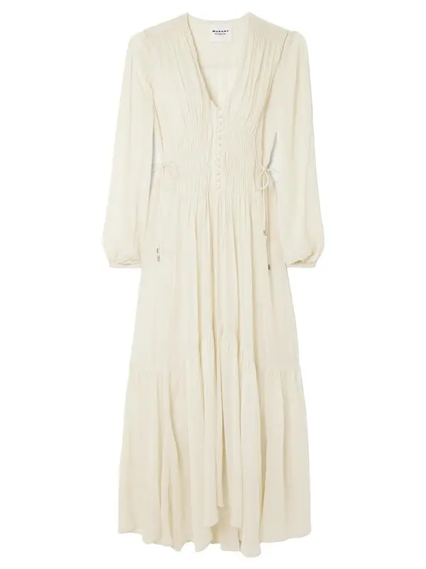 MARANT ETOILE Briane Gathered Georgette Maxi Dress - Neutrals
