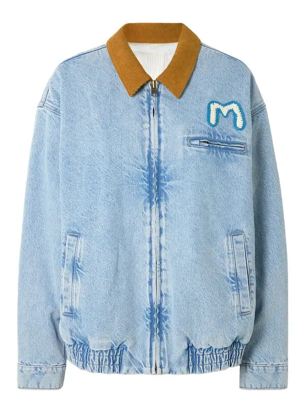 MOTHER The Super Sizer Denim Jacket With Corduroy Trim - Blue