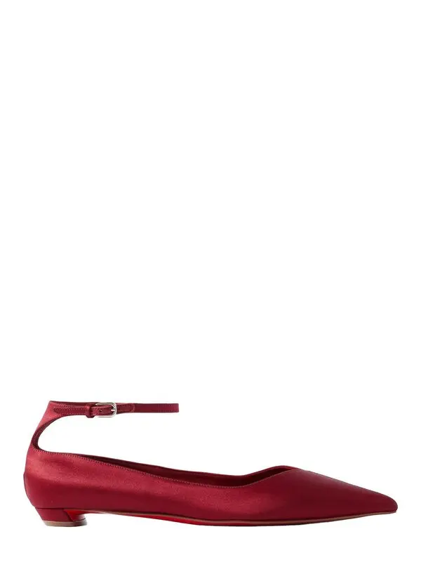 CHRISTIAN LOUBOUTIN Erozeena Satin Point-toe Flats - Red